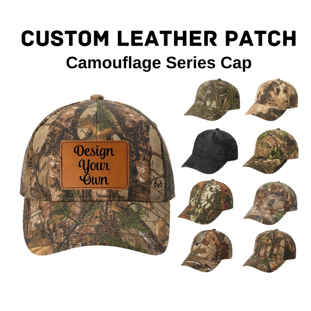 Custom Camo Leather Patch Hat, Laser Engraved for Logo， Personalized ...