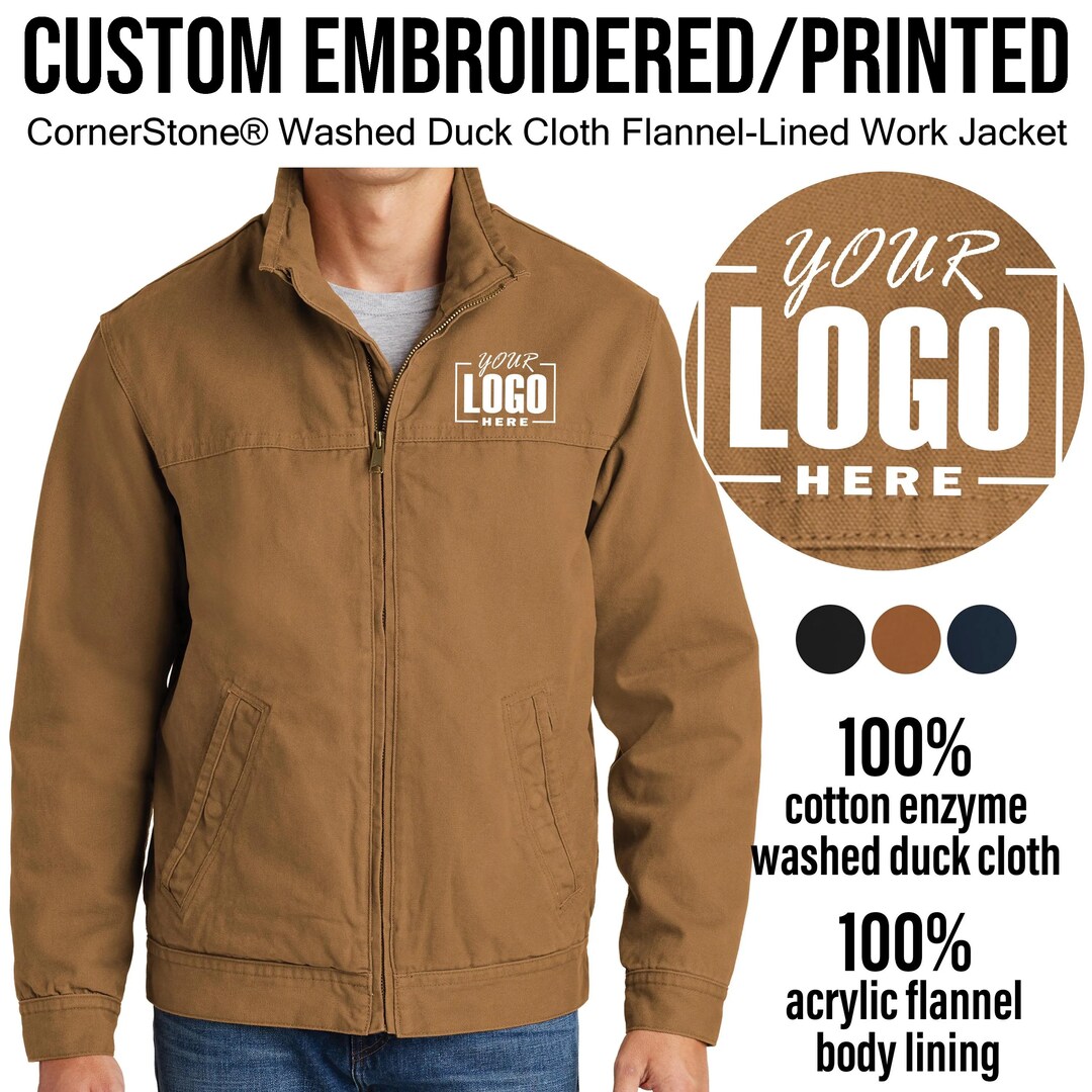 Custom Men's Washed Duck Flannel-lined Work Jacket, Custom Work Jacket ...