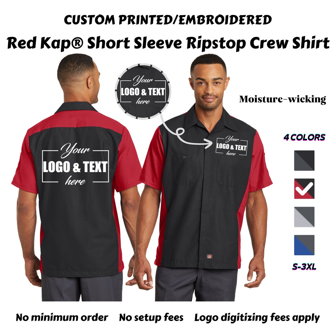 Custom Red Kap® Short Sleeve Ripstop Crew Shirt. Add Your Text, Logo ...