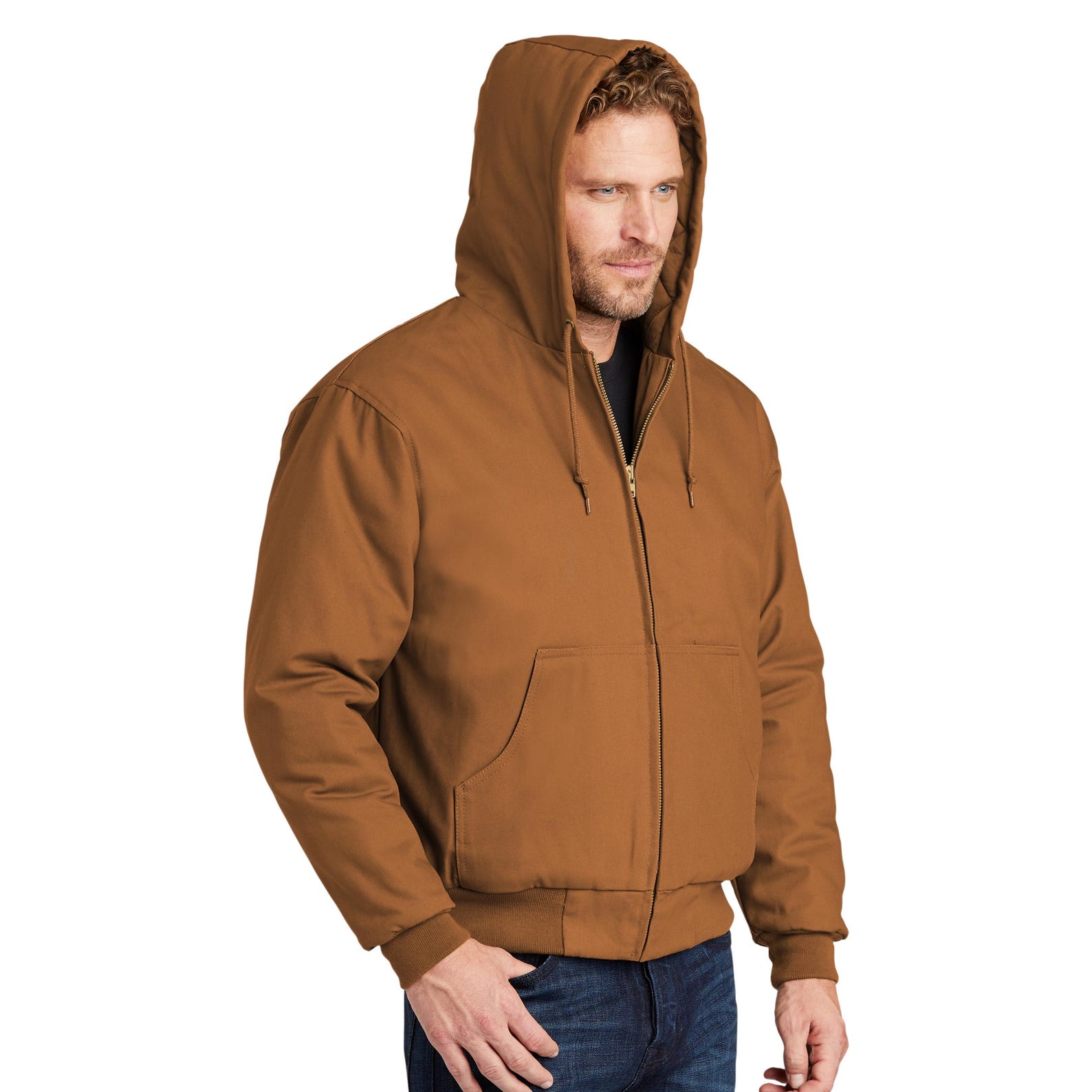 Custom Duck Cloth Hooded Work Jacket Full-zip, Personalized Men’s ...