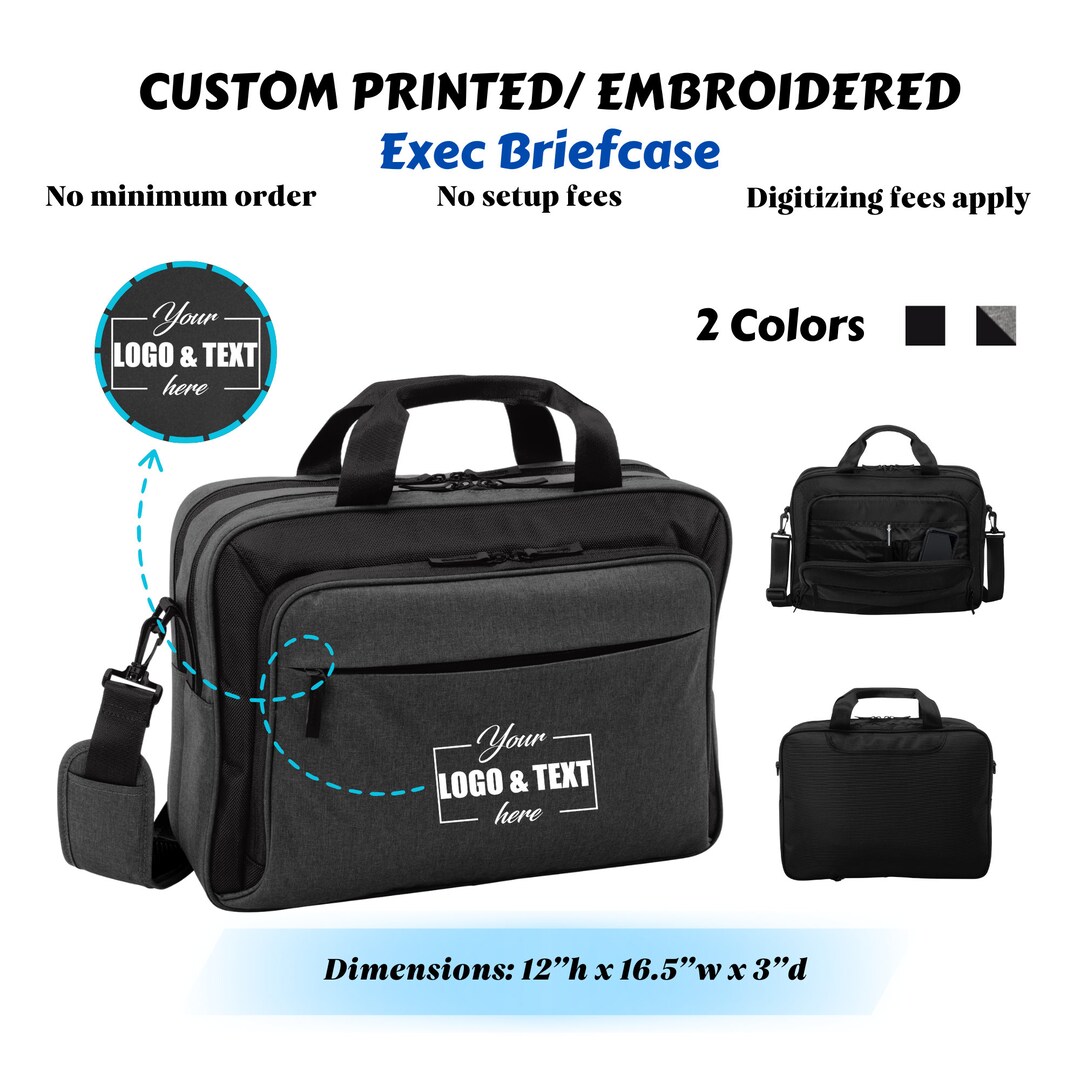 Custom Port Authority ® Exec Briefcase. Embroidered Text/logo, Custom ...