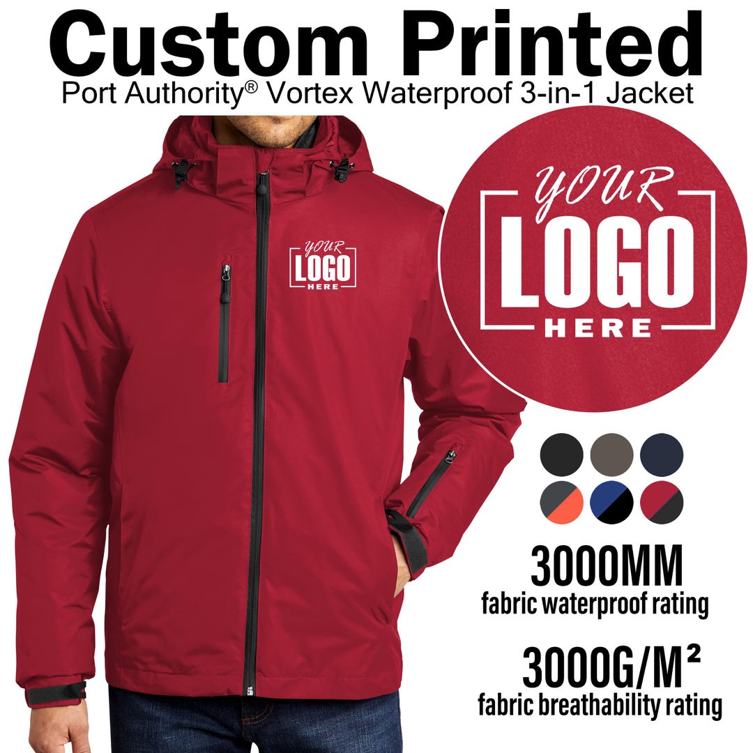 Port Authority® Printed Vortex Waterproof Jacket, Custom Printed Winter ...
