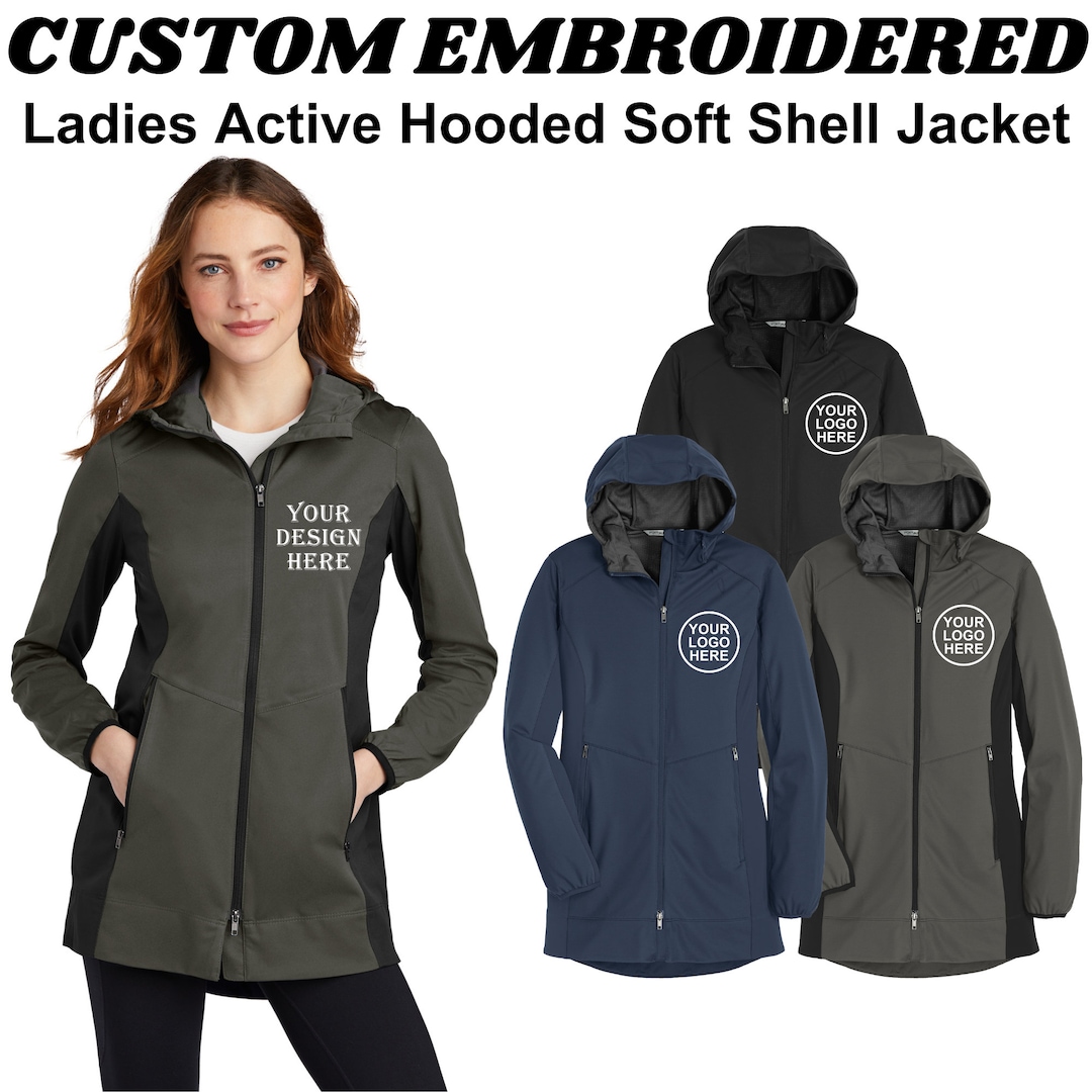 Customized Ladies Active Hooded Soft Shell Jacket, Personalized Jacket ...