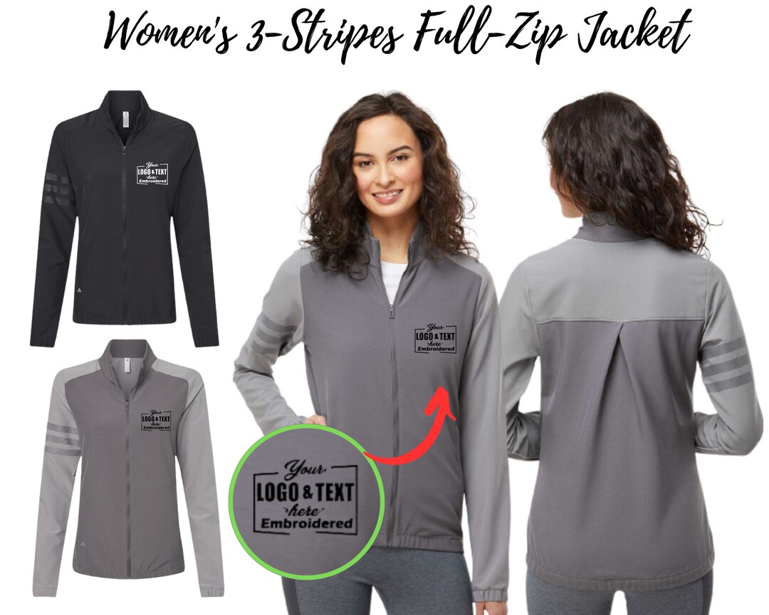 Custom Embroidered Women's 3-stripes Full-zip Jacket, Custom Team ...