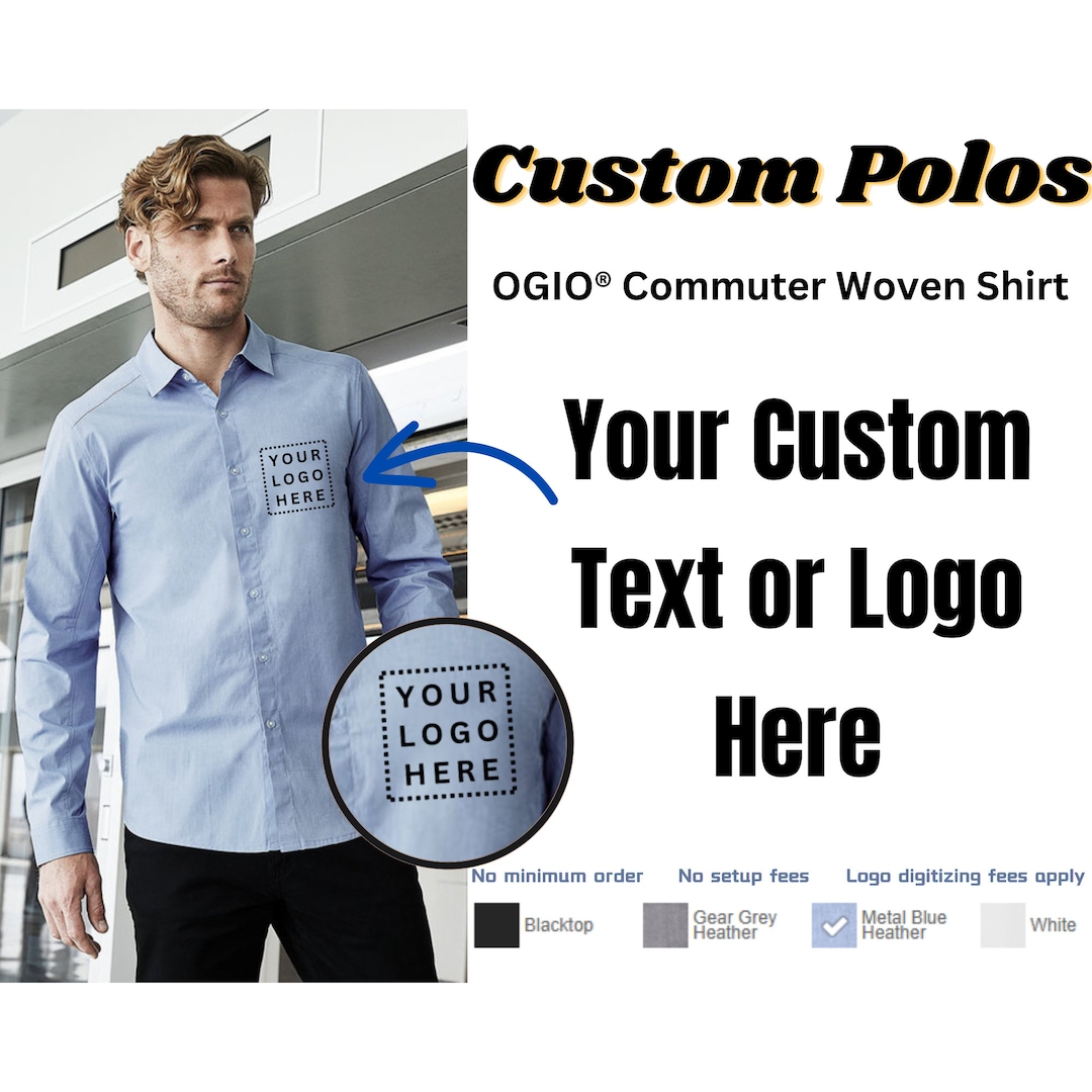 Custom Embroidered Dress Shirt, Add Your Text, Logo. Customized ...