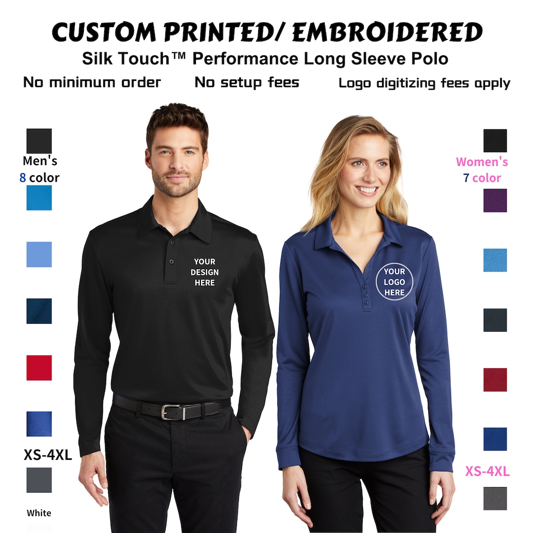 Customized Performance Long Sleeve Polo, Wear Your Own Logo/design ...