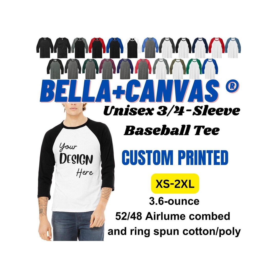 Custom Baseball Tee | Unisex 3/4-sleeve, Design Your Own Graphic Tee | Personalized Custom Tees ...