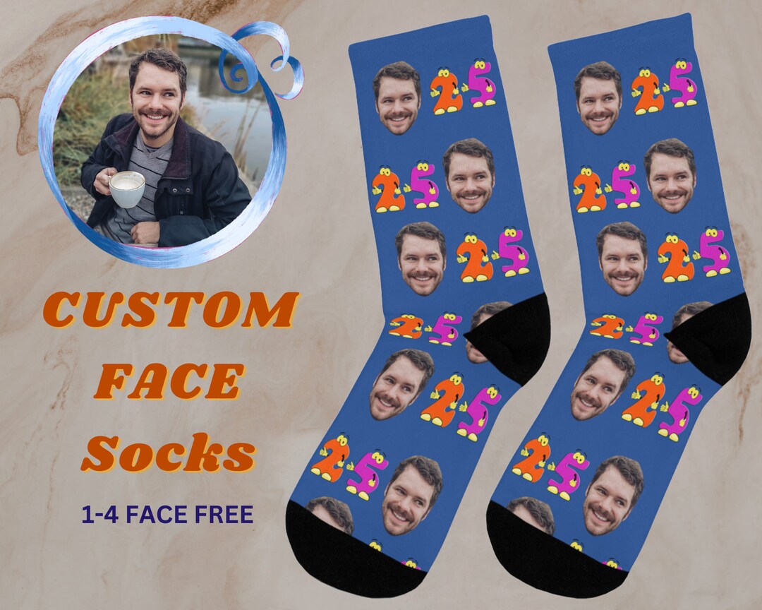Customizable Birthday Face Socks, Custom Photo Socks, Birthday Gift ...