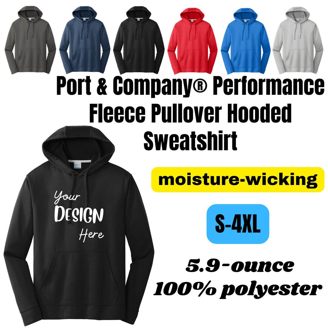Custom Unisex Hoodie, Port Company® Performance Fleece Pullover Hooded ...