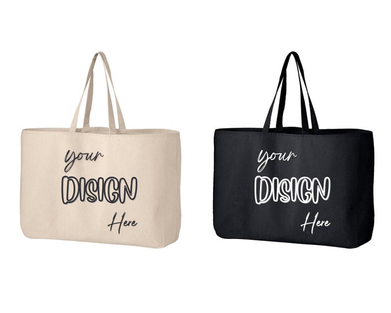 Custom Jumbo Tote Bag - Personalized Tote Bags, Add Your Text/logo ...