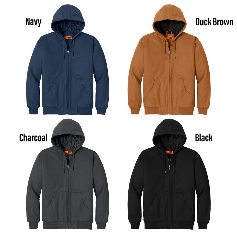 Custom Duck Cloth Hooded Work Jacket Full-zip, Personalized Men’s ...