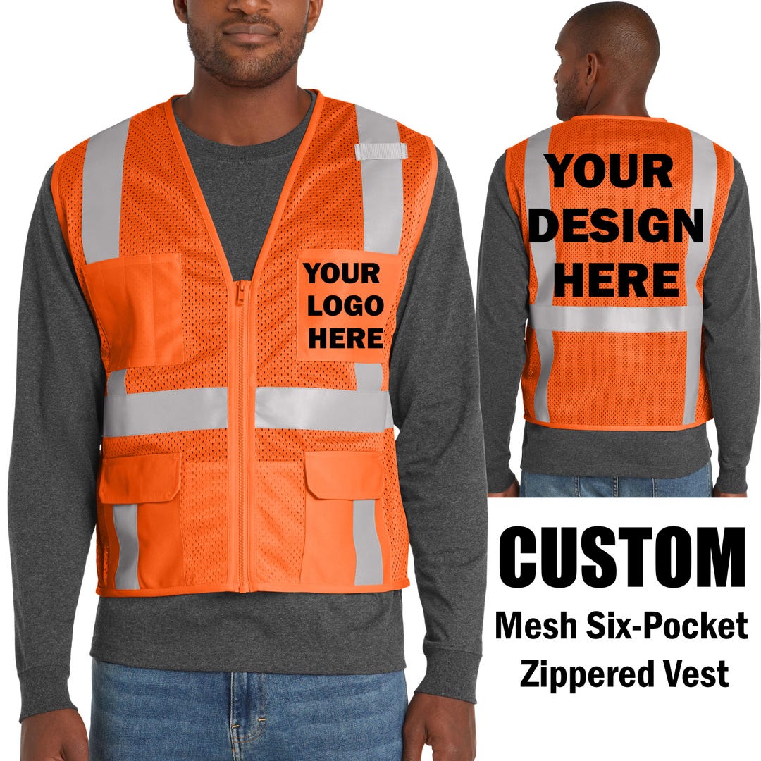 Custom Cornerstone® ANSI 107 Class 2 Mesh Safety Vest With Six Pockets ...