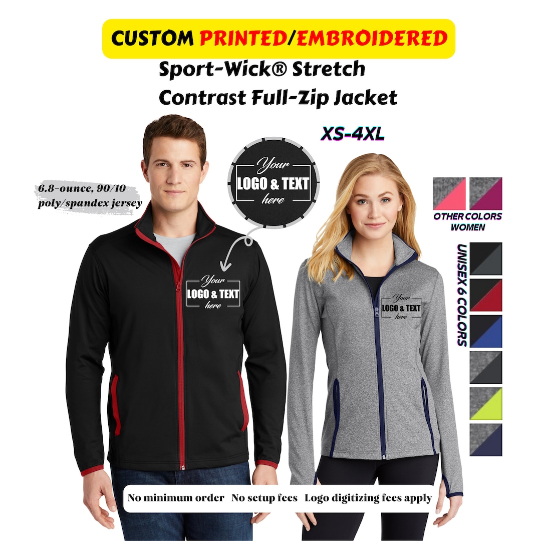 Personalized Sport-tek® Stretch Contrast Full-zip Jacket, Custom Team ...