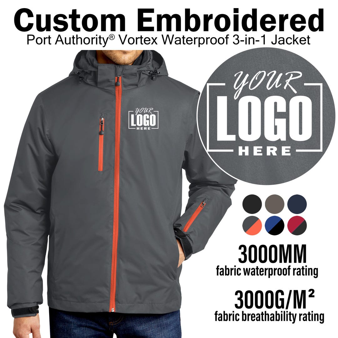 Port Authority Vortex Waterproof 3-in-1 Jacket, Embroidery Jacket ...
