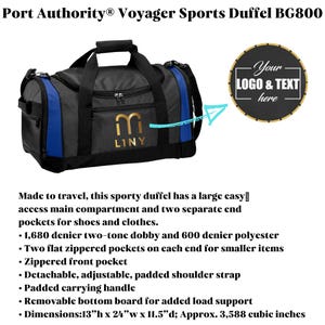 Custom Voyager Sports Duffel Bag - Embroidered Text, Team Logo, Fitness ...