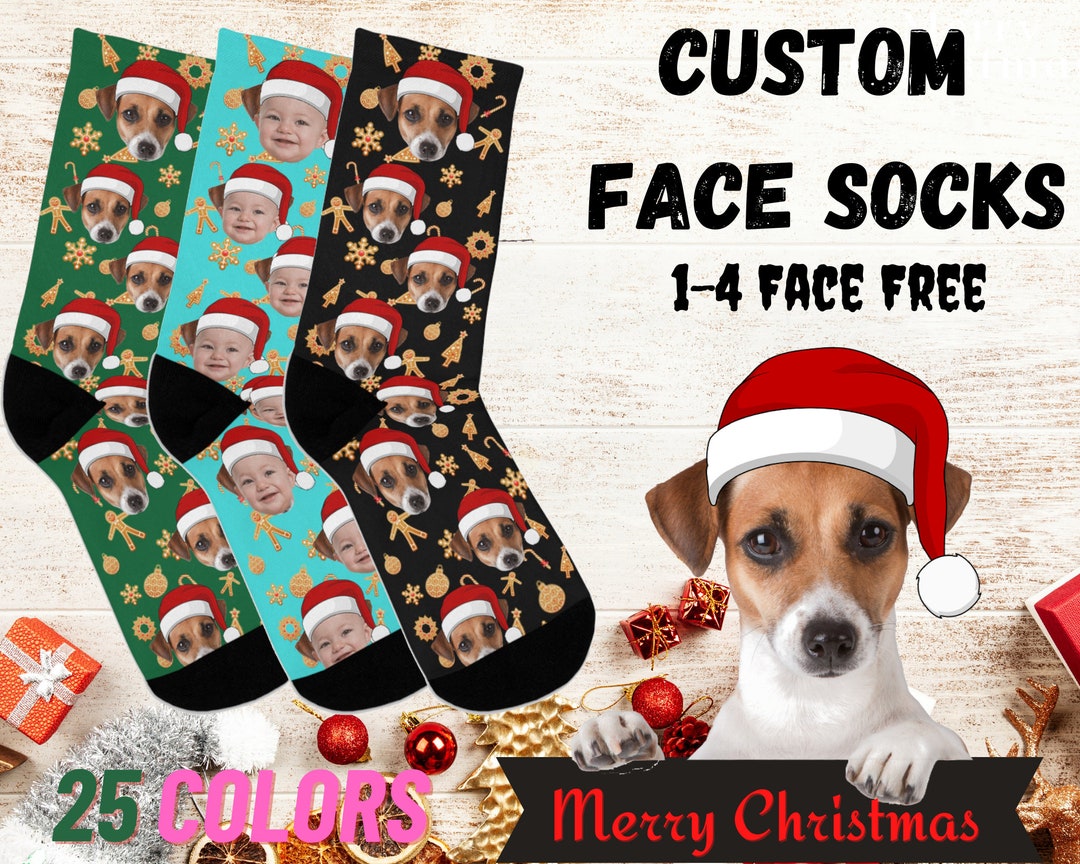 Custom Christmas Socks, Face Socks, Christmas Socks Personalization ...
