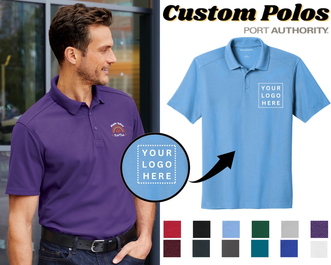 Custom Polo Shirts, Add Your Text/logo, Personalized Polo Shirt, Business Wear, Port Authority ...