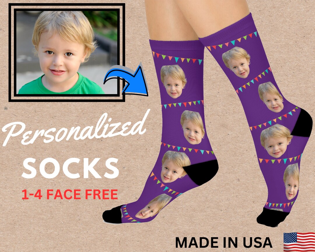 Custom Christmas Socks, Personalized Holiday Face Socks, Face on Socks ...