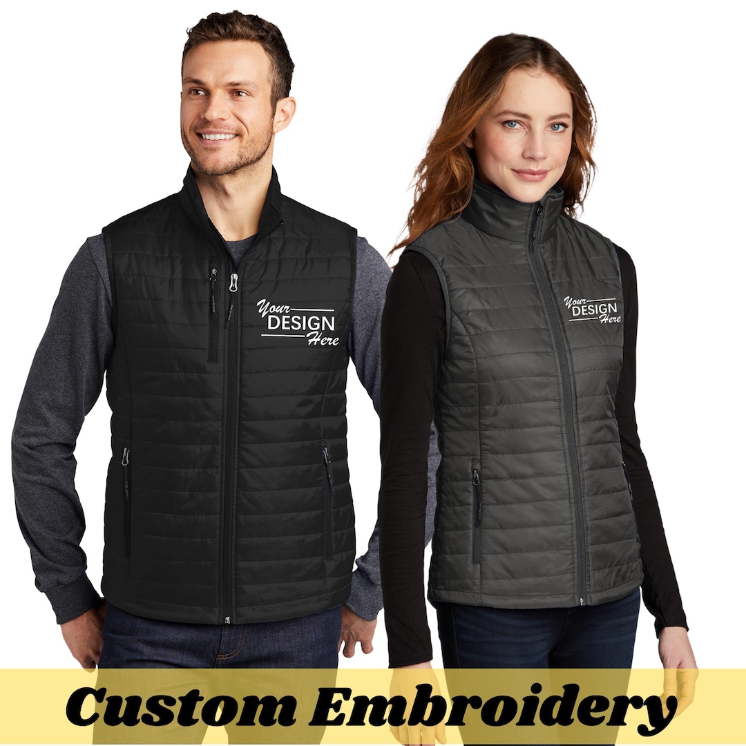 Custom Logo Vest, Your Business Logo Here, Embroidered Puffy Vest for ...