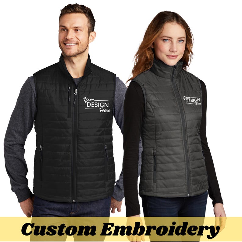 Custom Logo Vest, Your Business Logo Here, Embroidered Puffy Vest for ...