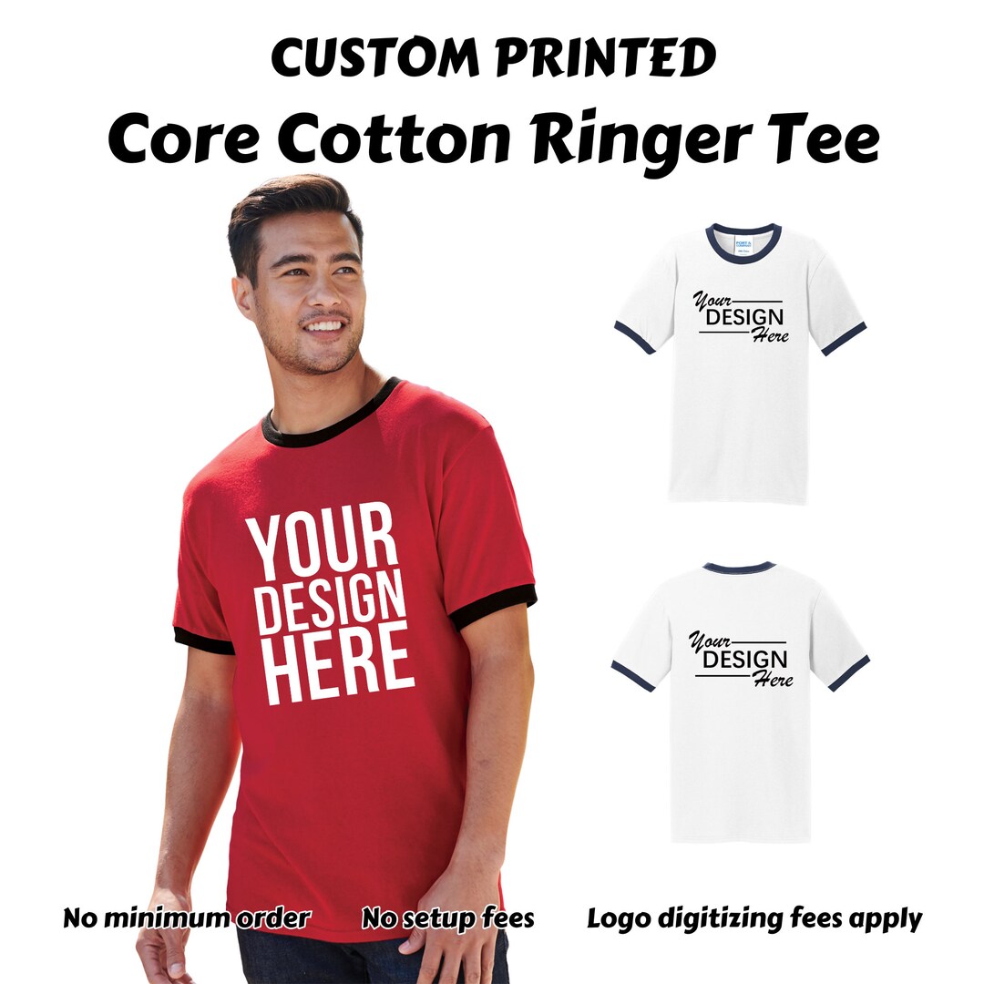 Custom Port & Company® Core Cotton Ringer Tee. Add Your Text/logo ...