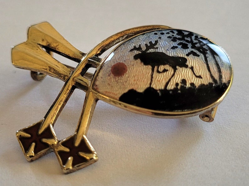 Aksel Holmsen Guilloche Enamel Moose Brooch. - Etsy