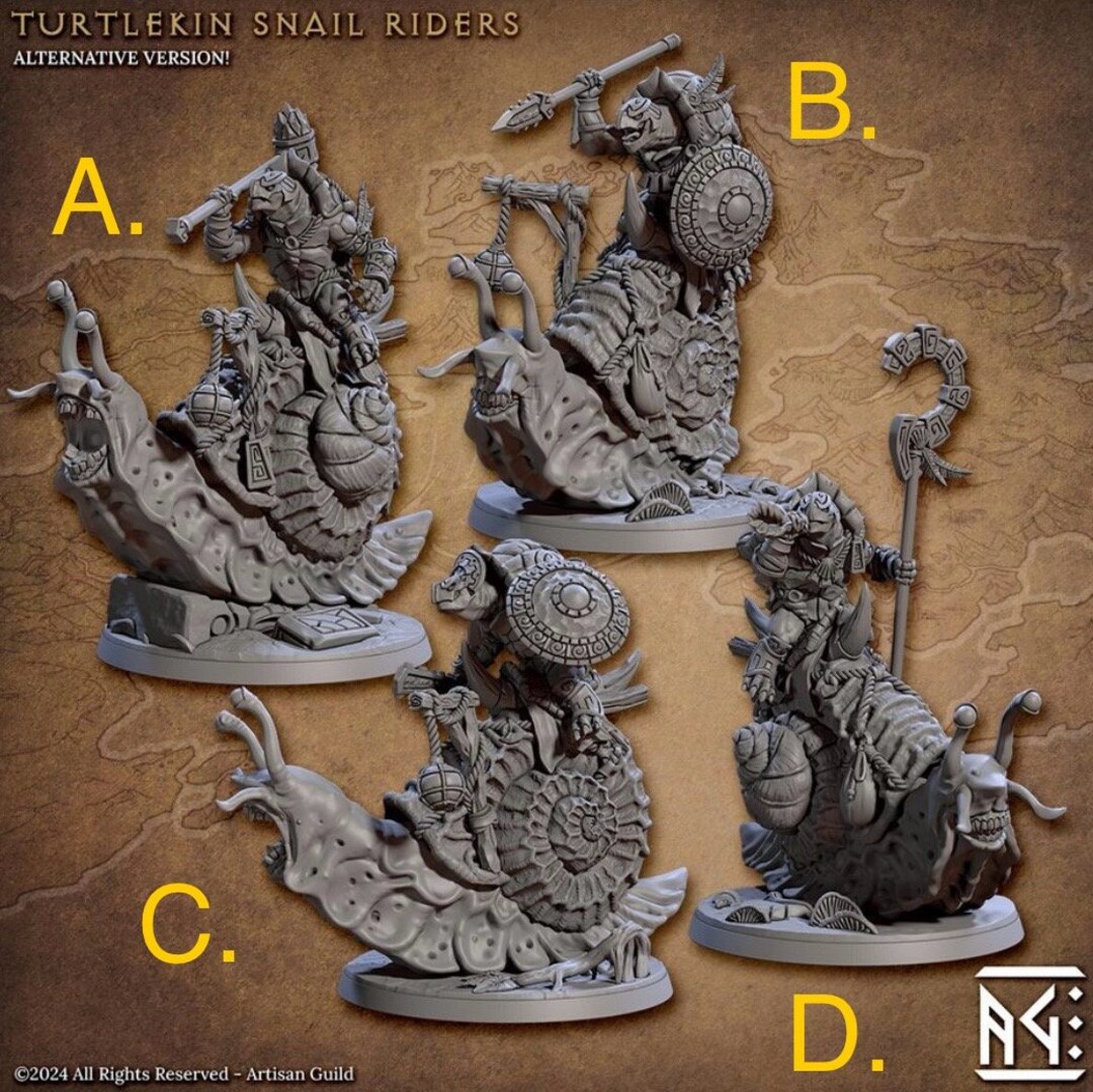 Turtlekin Snail Riders Dungeons and Dragons, D&D Mini Gaming Model ...