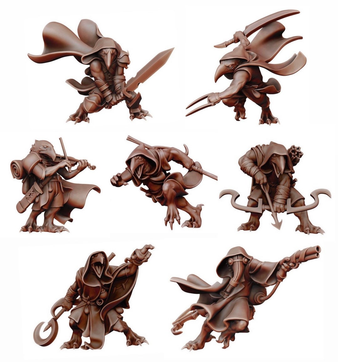 Kenku Bundle Of 7 Resin Miniature Dnd Miniatures Dungeons And Dragons Miniatures Warrior Plague
