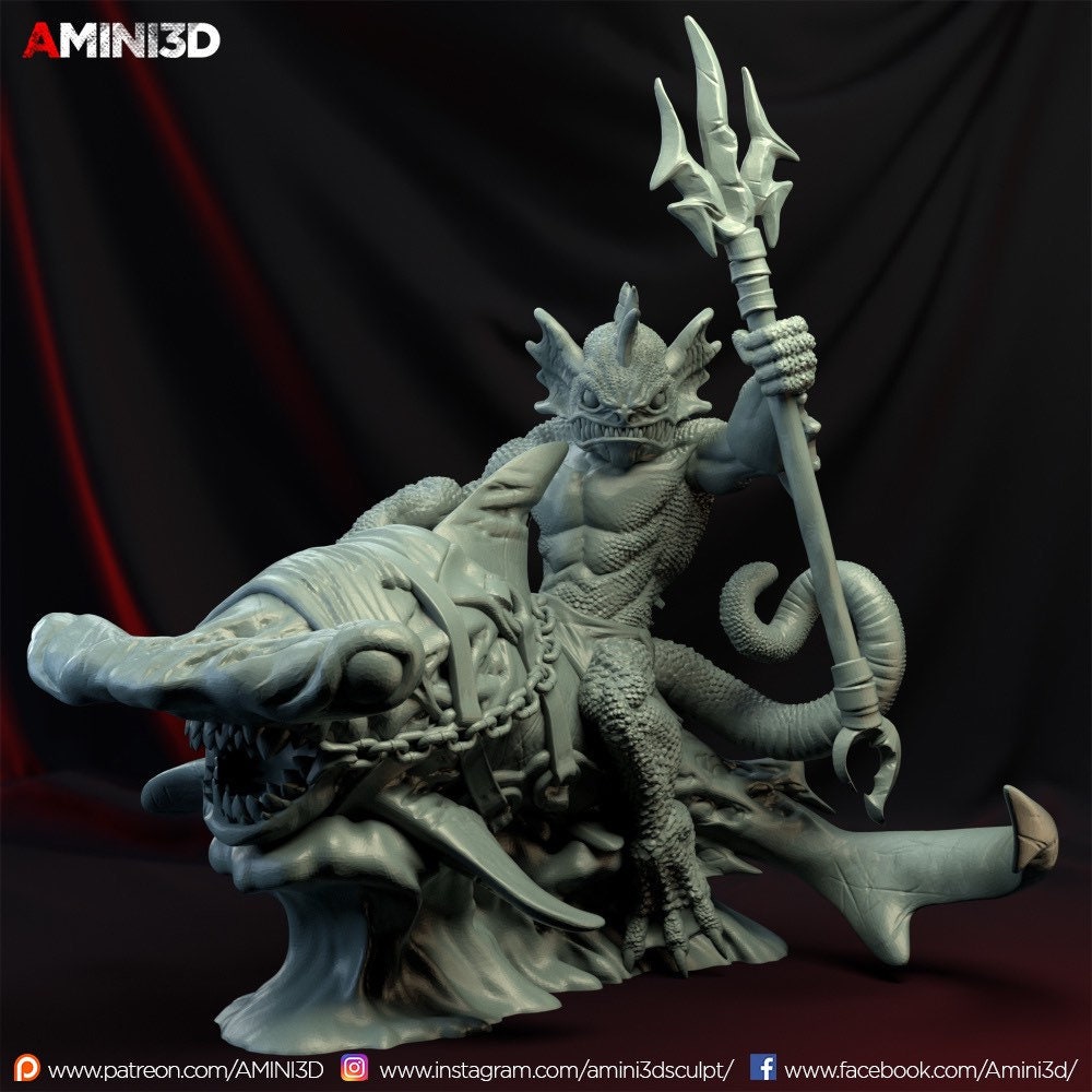 Sahuagin Mounted Resin Miniature DnD Miniatures Dungeons | Etsy