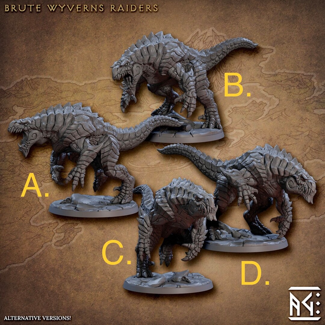 Brute Wyverns Raiders Dungeons and Dragons, D&D Miniature, Gaming Model ...