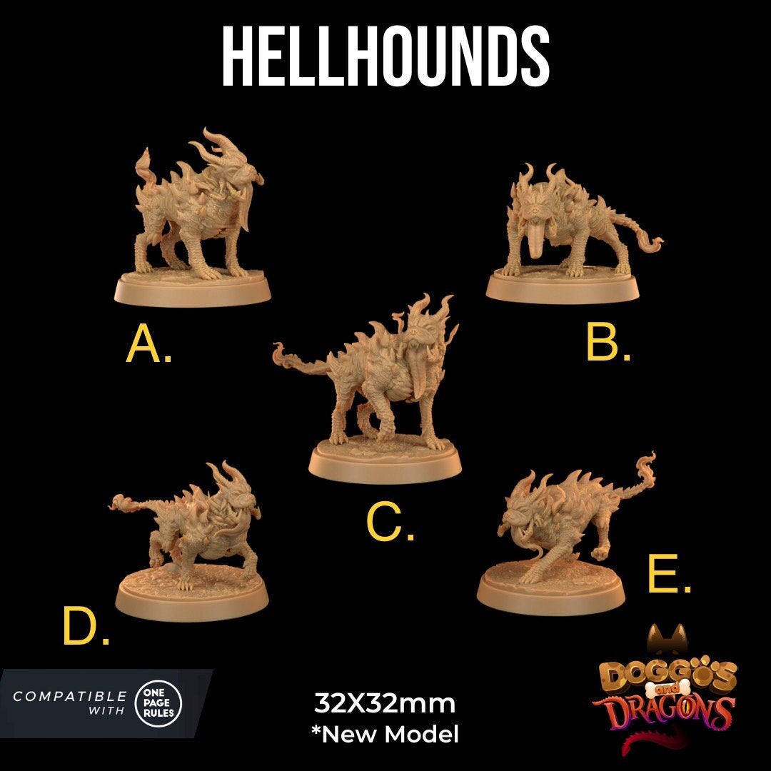 Hellhound Dungeons and Dragons, D&D Miniature, Gaming Model, Gifts for Men, Dnd Tabletop ...