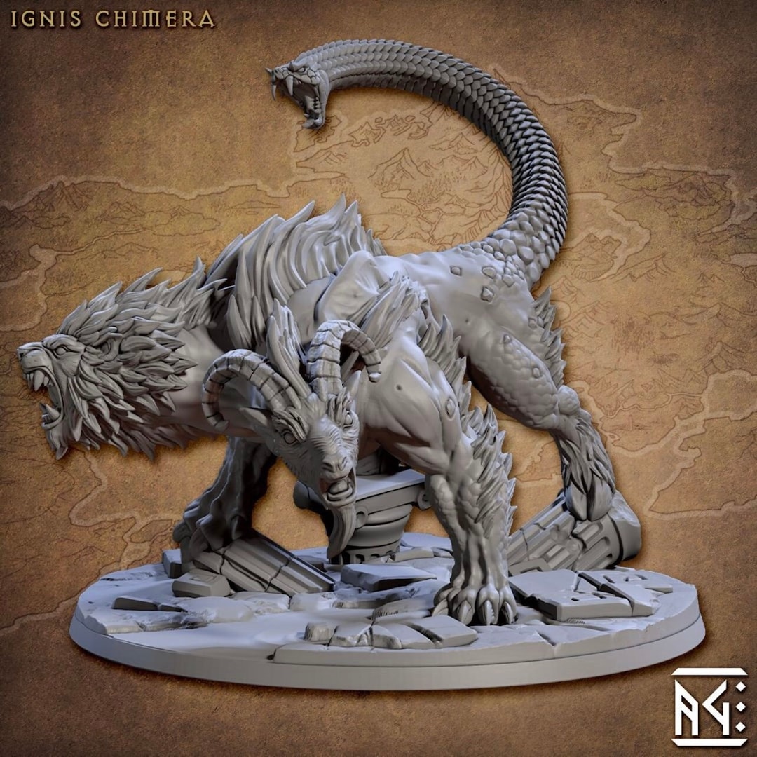 Ignis Chimera Dungeons and Dragons, D&D Miniature, Gaming Model, Gifts ...
