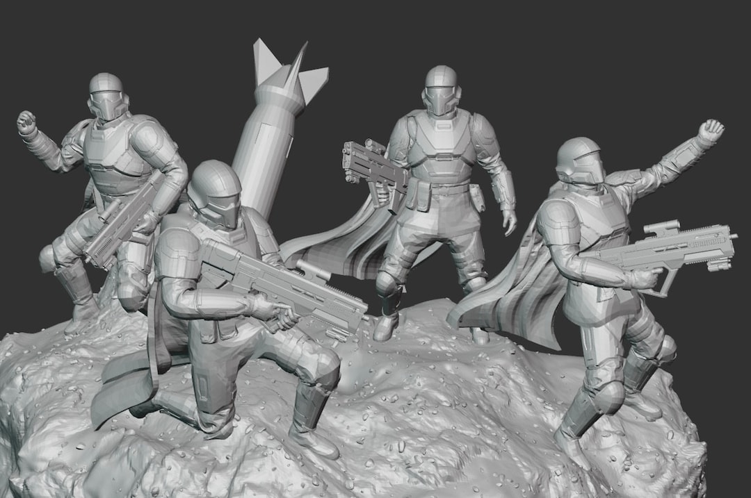 Helldiver Squad Victory Diorama Helldivers 2, Modular Sci-fi Troops ...