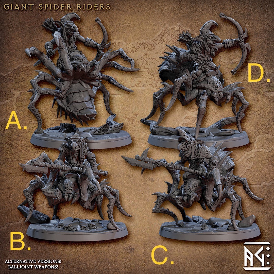 Goblin Riders Spiders Faldorn Goblins Miniature Dnd - Etsy