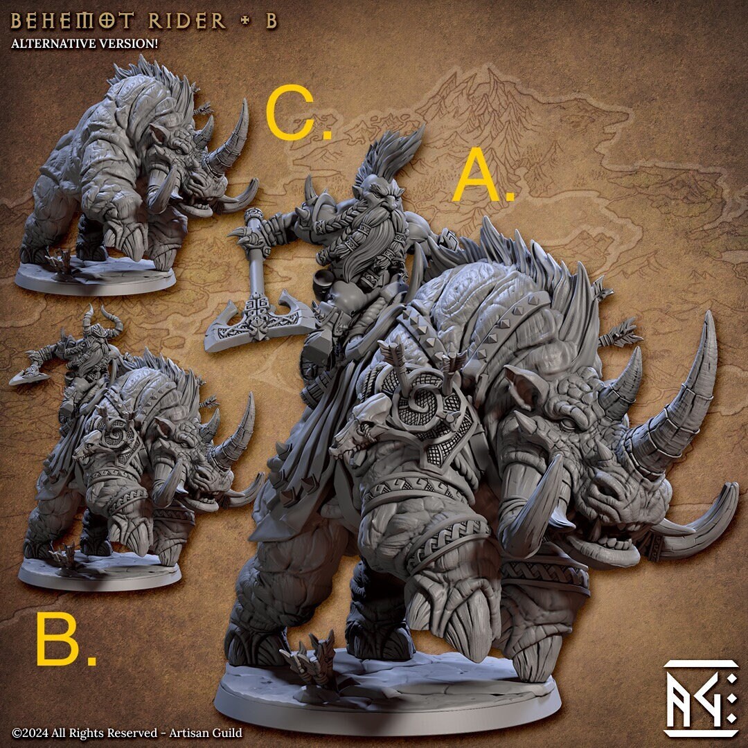 Behemot Rider B Dwarf Dwarves, Dnd D&D 5E Dungeons and Dragons, Resin ...