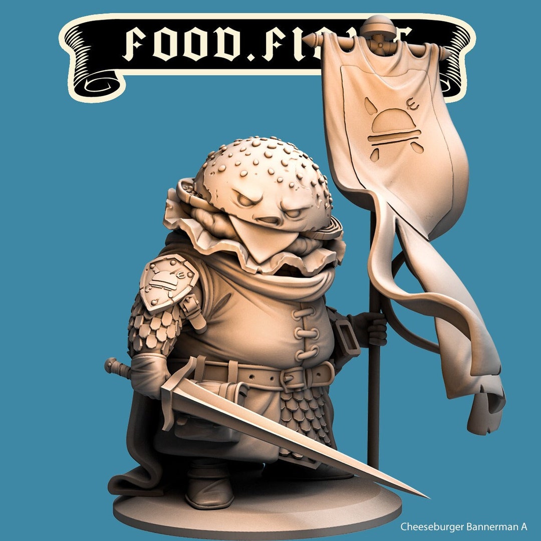Cheeseburger Bannerman Food Fight Fantasy Mini Miniature Model, 5E D&D ...
