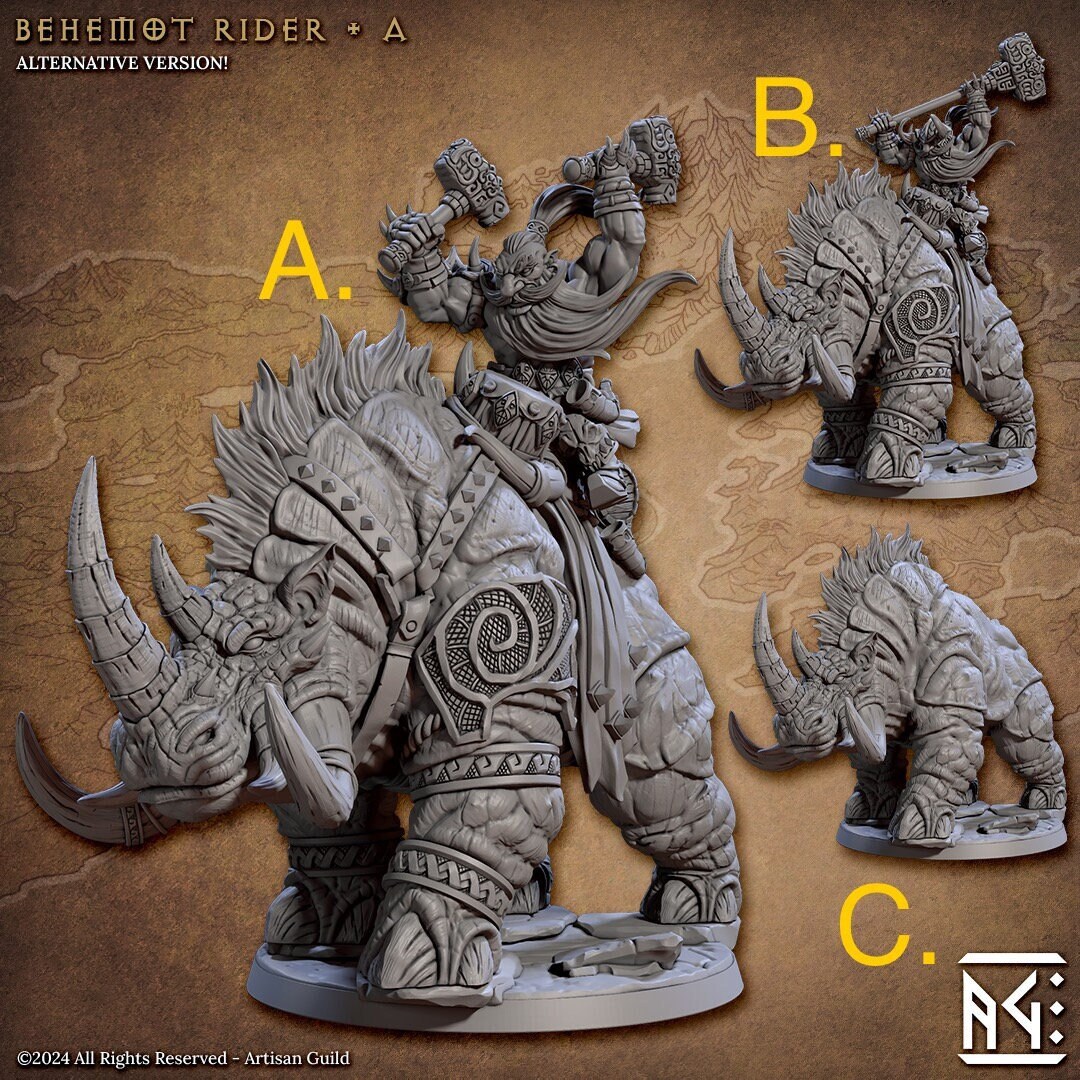 Behemot Rider A Dwarf Dwarves, Dnd D&D 5E Dungeons and Dragons, Resin ...