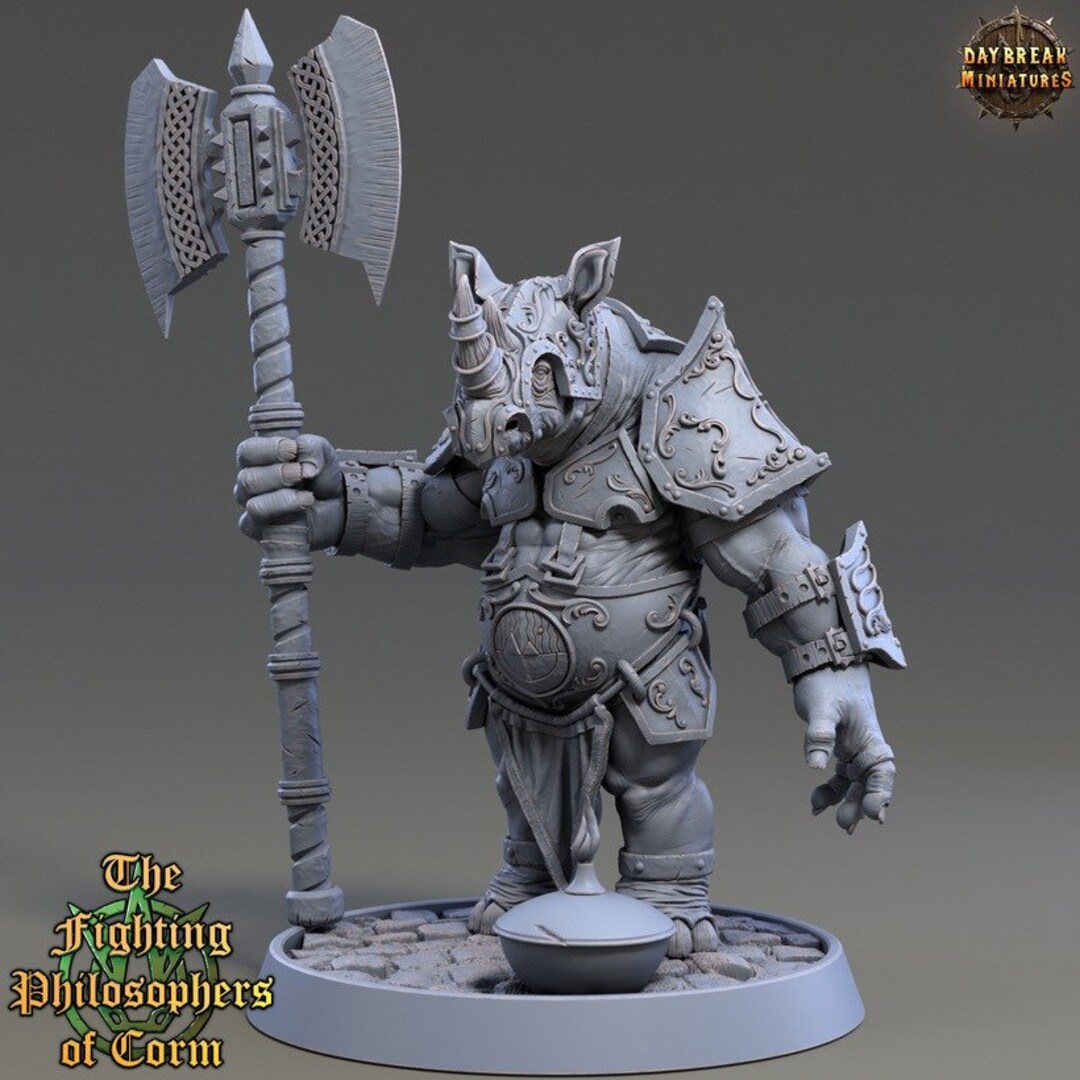 Zeno Watcher Rhox Knight Guard Warrior Rhino Rhinofolk Resin Dnd ...