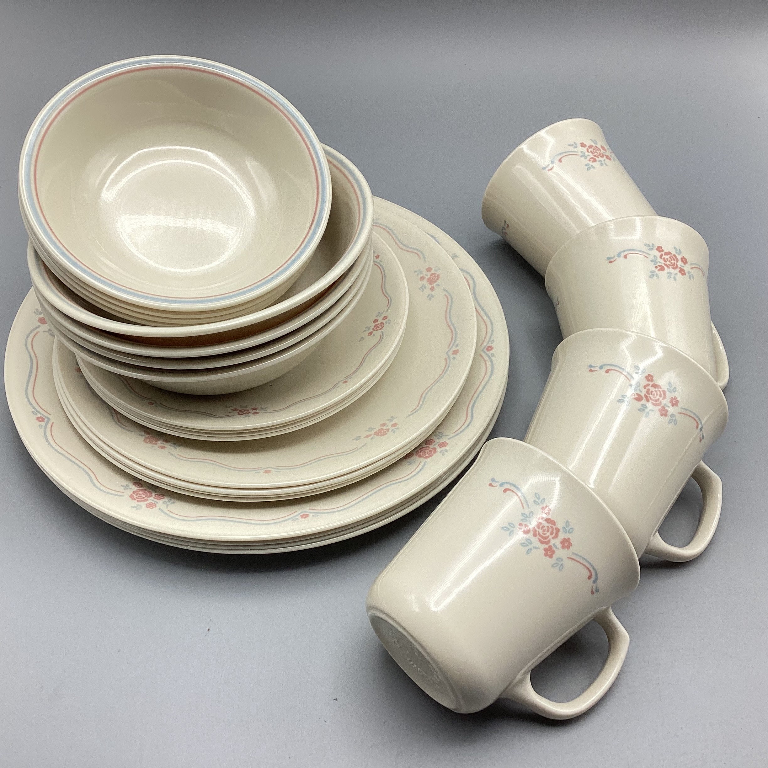 Vintage Corelle 24-piece Dinnerware Set * "english Breakfast" - Etsy