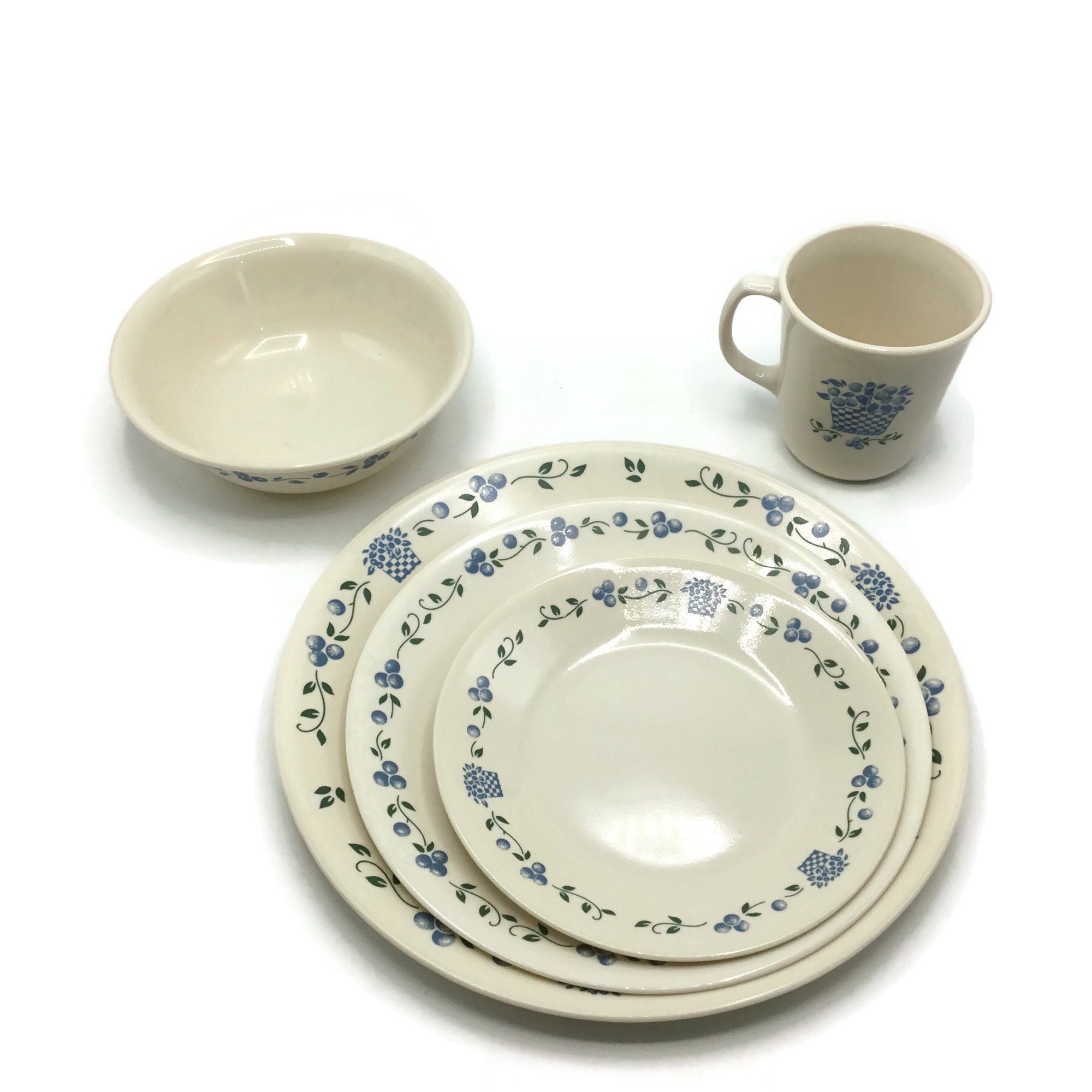 Vintage Corelle 20-piece Dinnerware Set blueberry Bouquet - Etsy