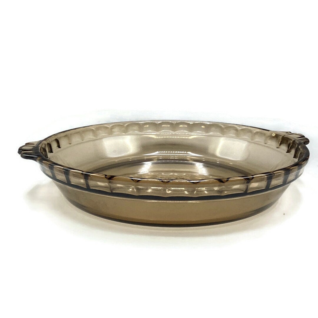 9 Pyrex Visions Fireside smoke Brown Fluted Pie Plate - Etsy