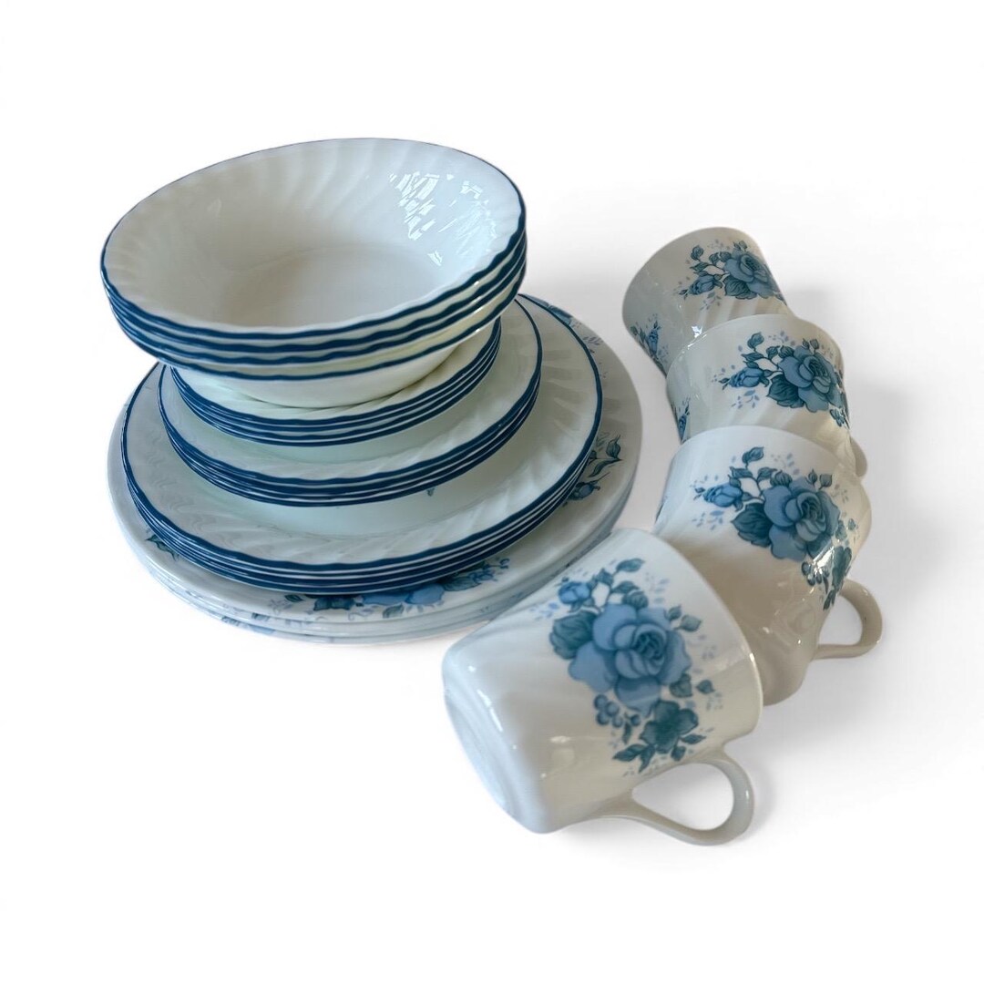 Corelle "blue Velvet" 24-piece Dinnerware Set - Etsy