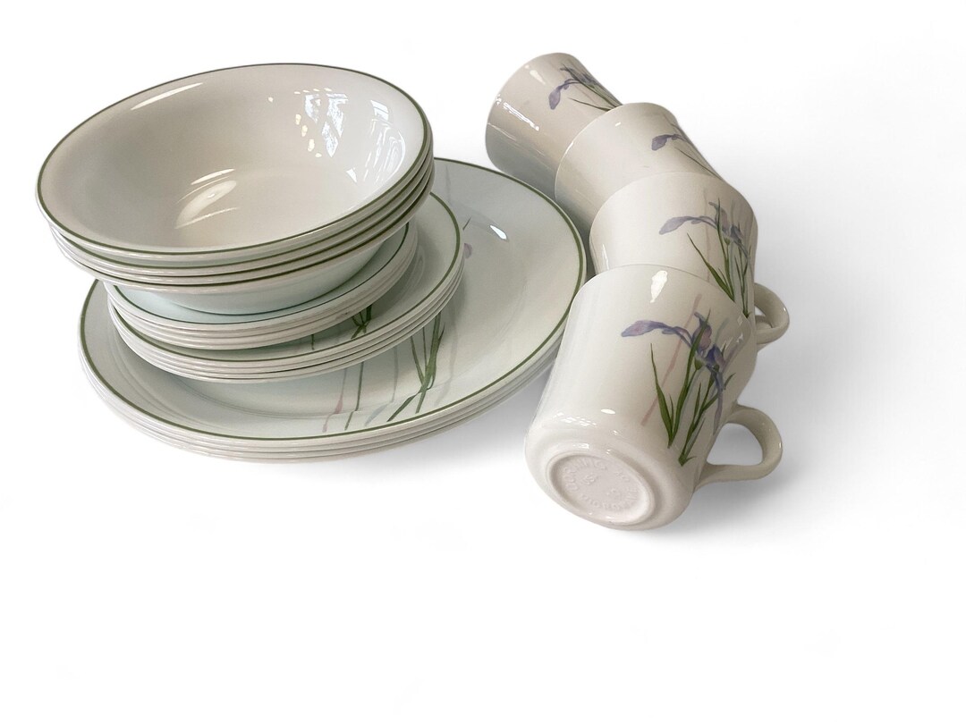 Corelle "shadow Iris" 20-piece Dinnerware Set - Etsy