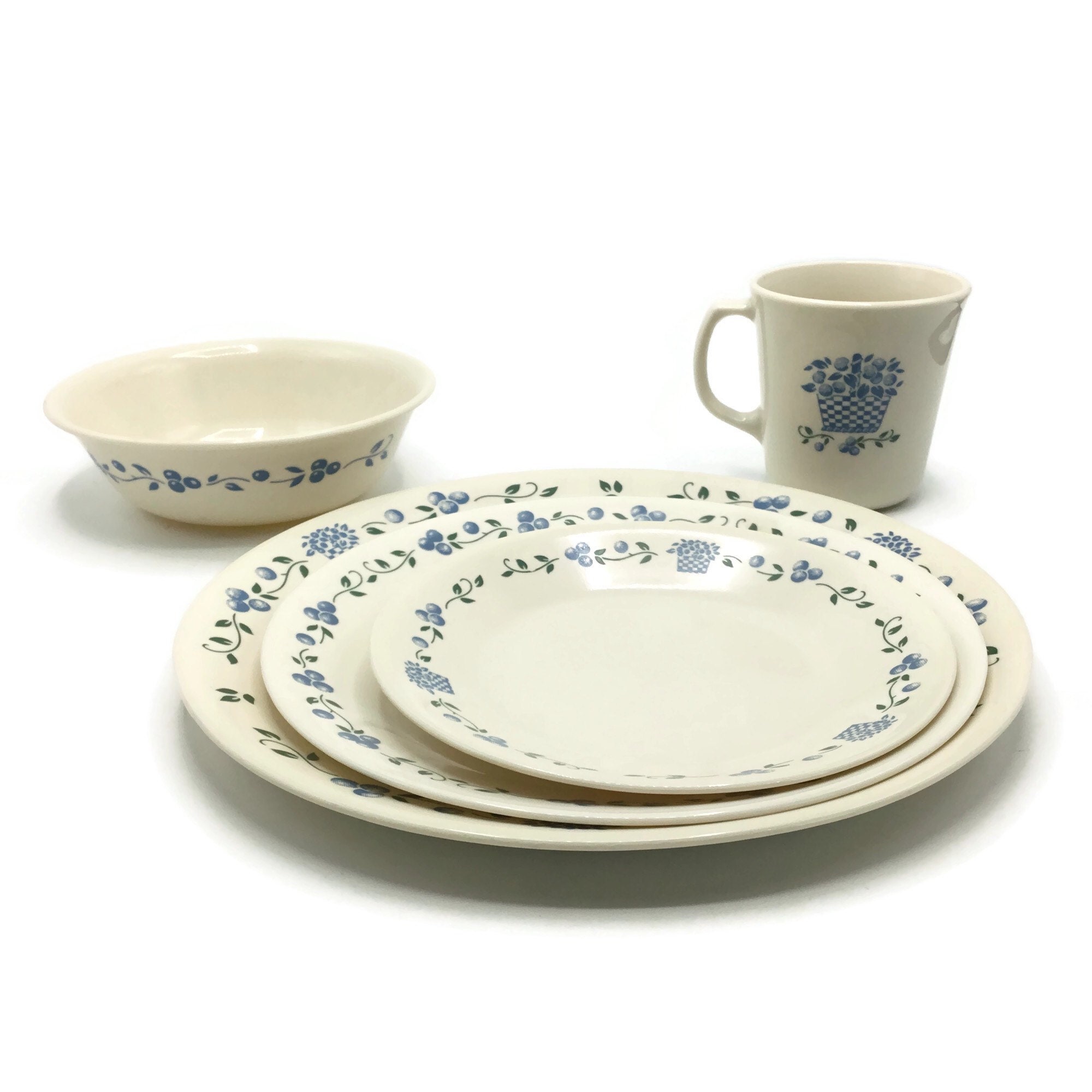Vintage Corelle 20-piece Dinnerware Set blueberry Bouquet - Etsy