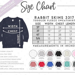 Semi-editable Rabbit Skins 3317 Size + Color Chart • Rabbit Skins ...