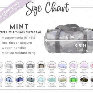 Semi-editable Children's Medium Duffle Bag Size + Color Chart • Kid's ...