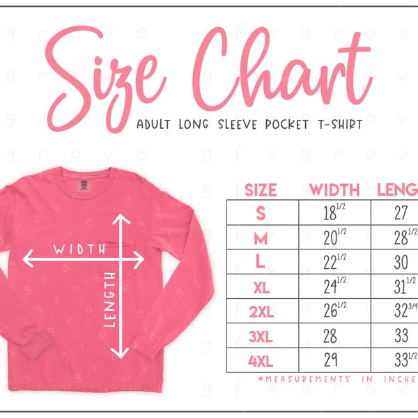 Pocket Sizing Chart - Etsy