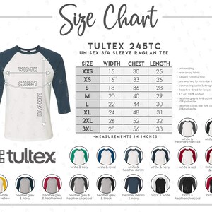 Tultex 245TC Size Color Chart 17 COLORS Tultex Unisex | Etsy