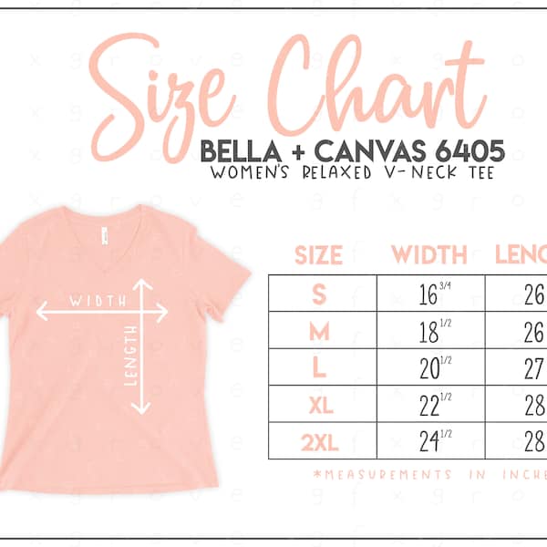 V Neck Size Chart - Etsy