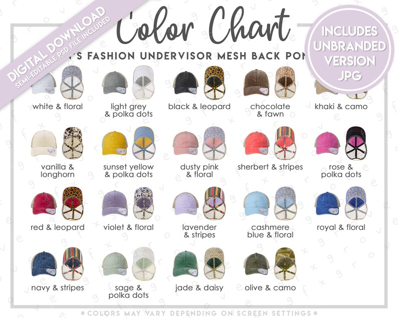 Semi-editable Infinity Her Tess Color Chart • Infinity Her Tess Women's ...